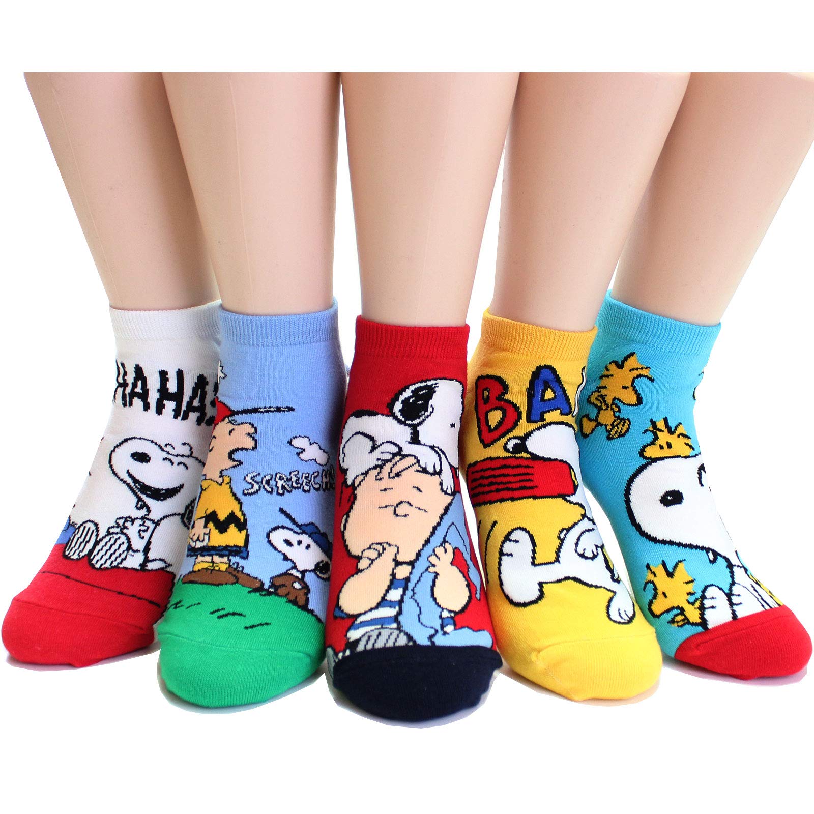 Birsppy evei The Peanuts Snoopy Cartoon Movie Series Women's Original Socks (snoopy09_5pairs)