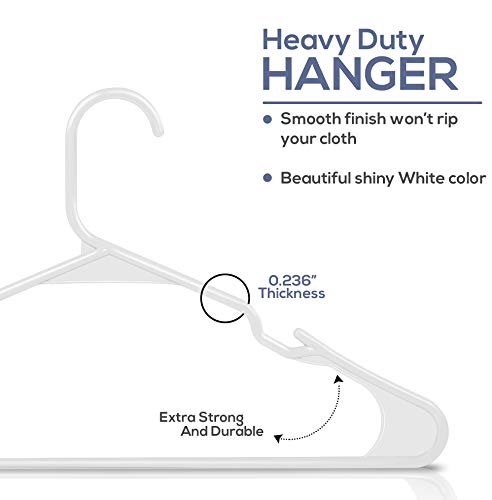 Utopia Home Plastic Hangers - Durable & Space Saving Coat Hanger - Shoulder Grooves & Hooks β Sleek and Slim Hangers for Coats, Pants, Dress (Pack of 100, Gray & White)