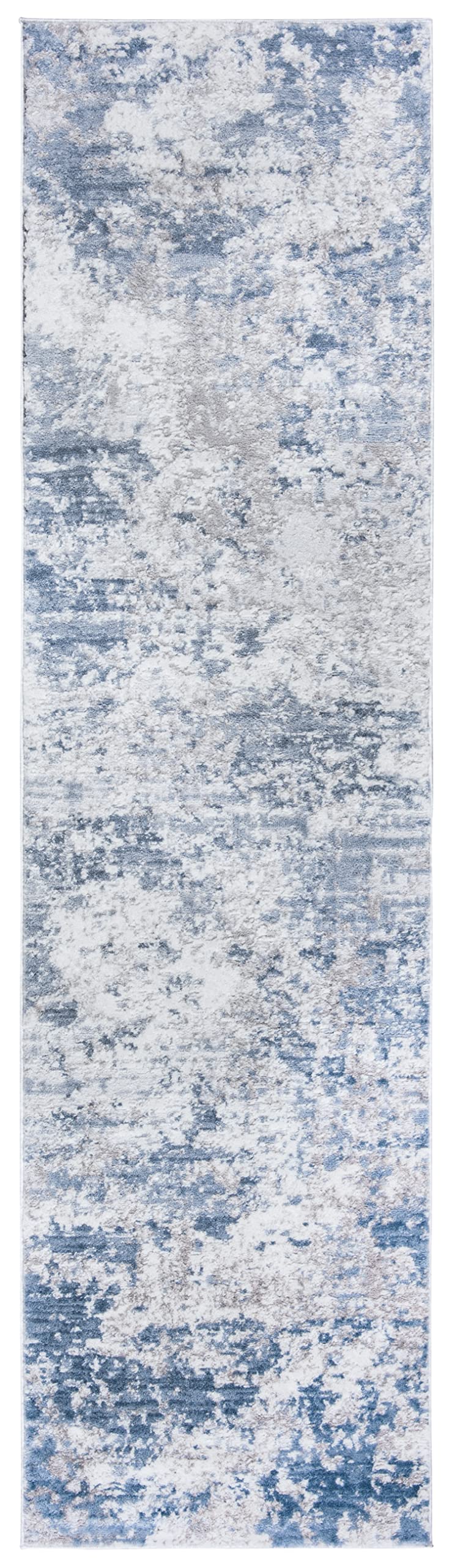 SAFAVIEH Amelia Collection Runner Rug - 2'2" x 12', Grey & Blue, Modern Abstract Design, Non-Shedding & Easy Care, Ideal for High Traffic Areas in Living Room, Bedroom (ALA705F)