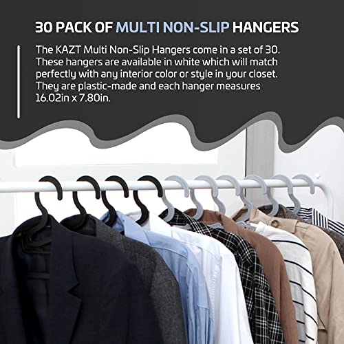 [Made in Korea] Kazt Multi Non-Slip Hangers, S-Shape Design, Slim Profile and Space Saving, Everyday Use for Clothes, Ties, Scarves, Accessories and More (Pack of 30)
