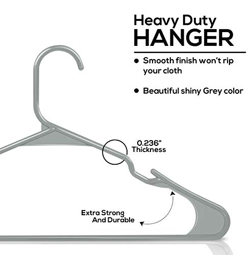 Utopia Home Plastic Hangers - Durable & Space Saving Coat Hanger - Shoulder Grooves & Hooks β Sleek and Slim Hangers for Coats, Pants, Dress (Pack of 100, Gray & White)