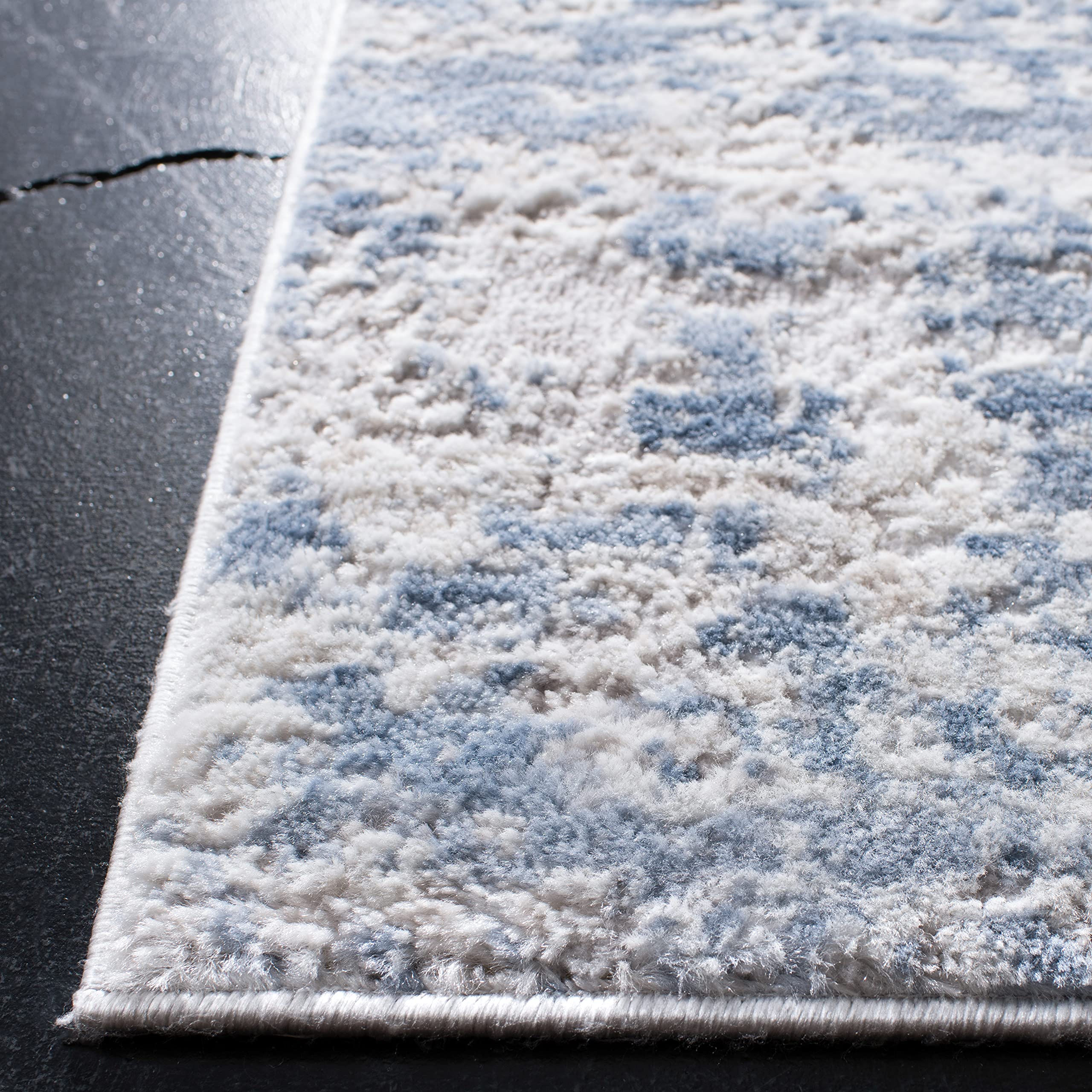 SAFAVIEH Amelia Collection Runner Rug - 2'2" x 12', Grey & Blue, Modern Abstract Design, Non-Shedding & Easy Care, Ideal for High Traffic Areas in Living Room, Bedroom (ALA705F)