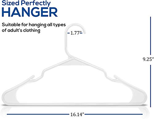 Utopia Home Plastic Hangers - Durable & Space Saving Coat Hanger - Shoulder Grooves & Hooks β Sleek and Slim Hangers for Coats, Pants, Dress (Pack of 100, Gray & White)