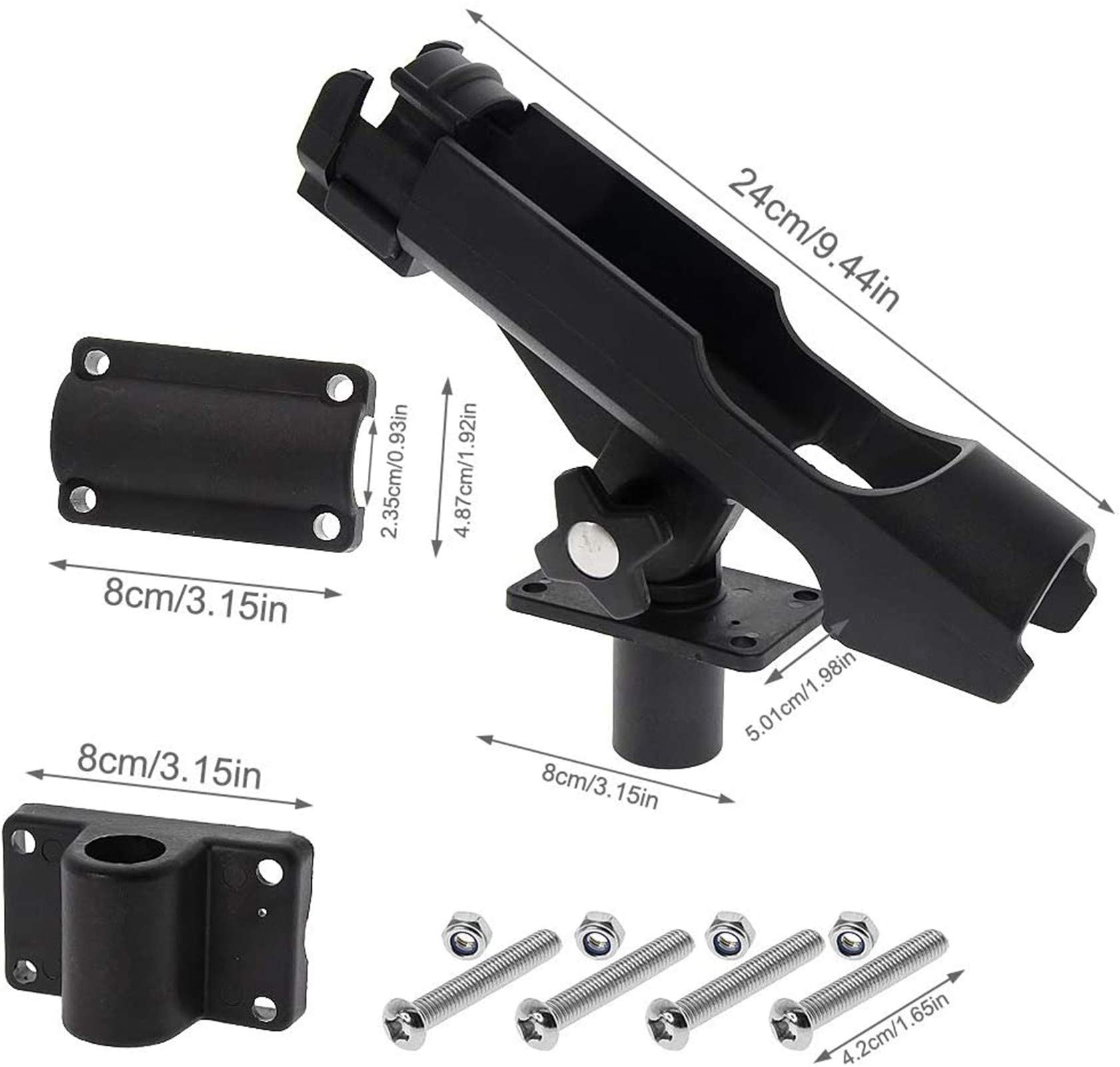 Fishing Boat Rods Holder with Large Clamp Opening 360 Degree Adjustable Fishing Rod Racks Folding Rod Holder 2pcs