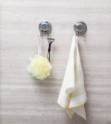 SANNO Suction Cup Shower Caddy Bath Wall Shelf, Deep Bathroom Basket Vacuum Suction Cup Hooks