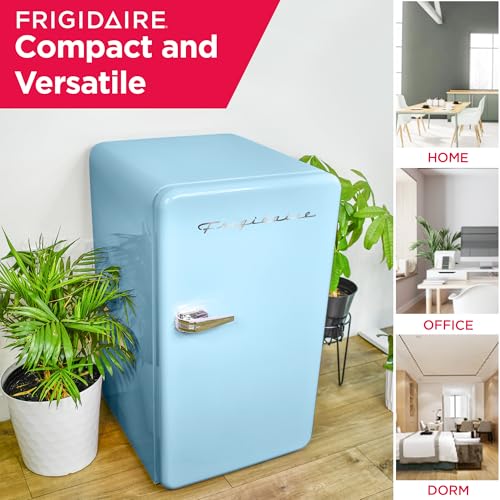 FRIGIDAIRE EFR372-BLUE 3.2 Cu Ft Blue Retro Compact Rounded Corner Premium Mini Fridge