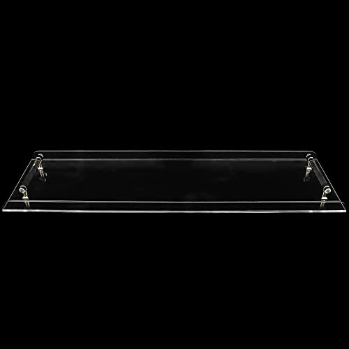 Acrylic Bathtub Caddy Tray Bathroom Organizer Shelf Table Caddy Acrylic Towel Tray Clear Bath Caddy Tray for Bathtub with Gold Handle for Bathroom