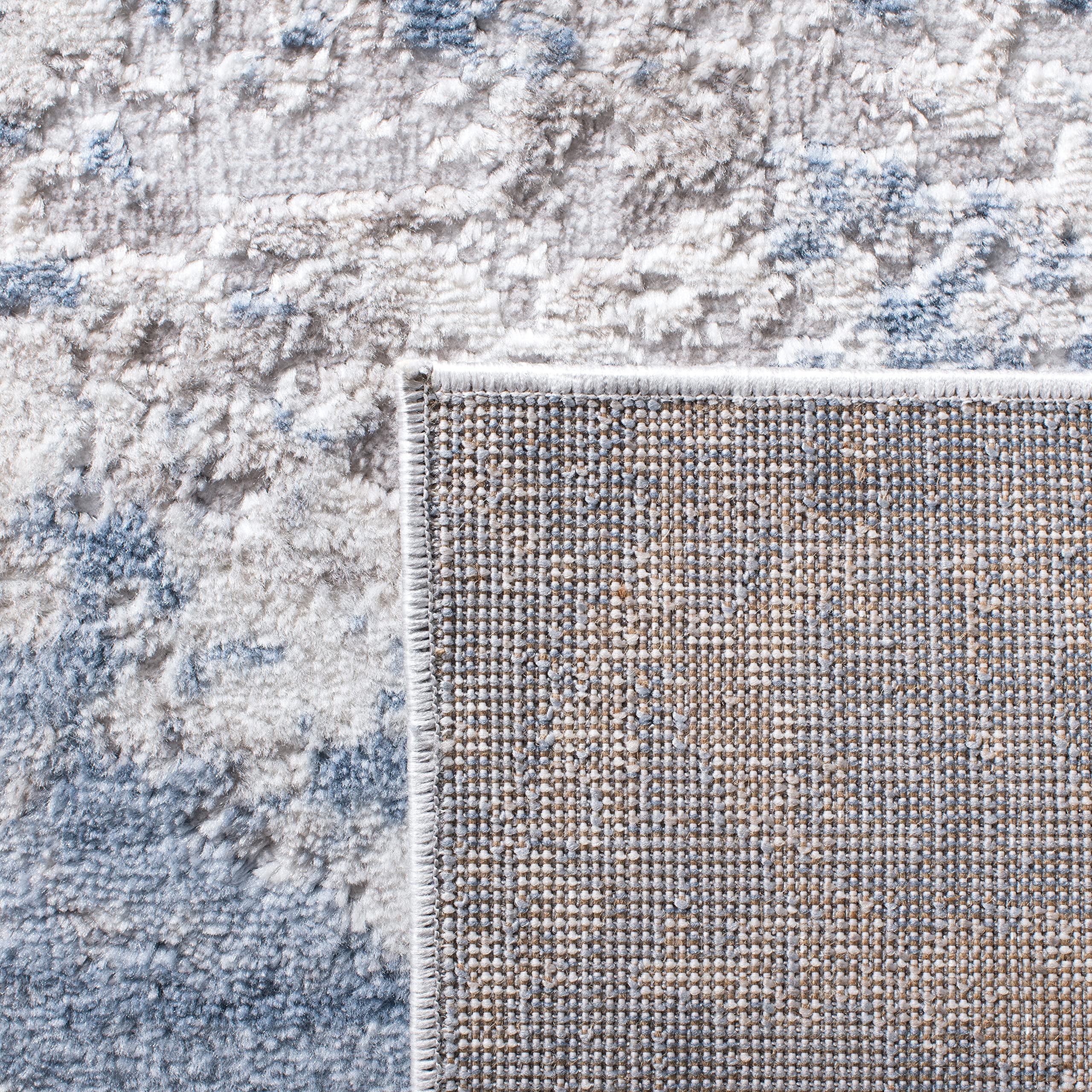 SAFAVIEH Amelia Collection Runner Rug - 2'2" x 12', Grey & Blue, Modern Abstract Design, Non-Shedding & Easy Care, Ideal for High Traffic Areas in Living Room, Bedroom (ALA705F)
