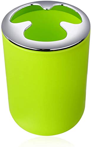 6 Pcs Plastic Bathroom Accessory Set Luxury Bath Accessories Bath Set Lotion Bottles, Toothbrush Holder, Tooth Mug, Soap Dish, Toilet Brush, Trash Can, Rubbish Bin (Green)