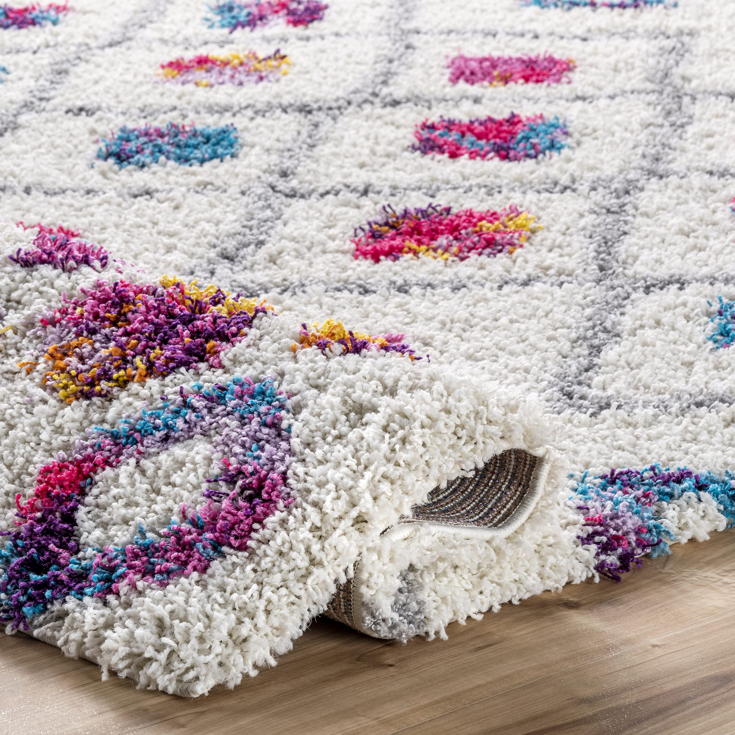 nuLOOM Tatyana Moroccan Diamond Trellis Shaggy Runner Rug, 2' 8" x 12', Pink