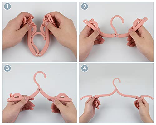 DS. DISTINCTIVE STYLE Foldable Hangers with Clips Set of 8 Travel Hangers with Clothesline for Camping