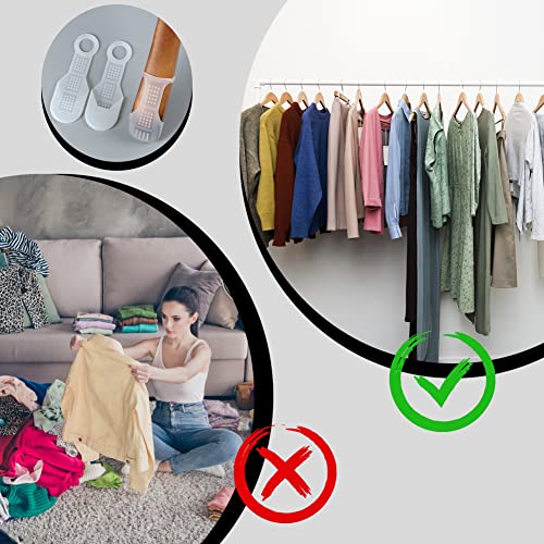 Jaxbo Hanger Grips, Clothing Non-Slip Hanger Grips, Clear Hanging Gripper - Stretchable & Eco-Friendly Fit on The Ends of Hangers, 12 PCS