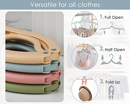 DS. DISTINCTIVE STYLE Foldable Hangers with Clips Set of 8 Travel Hangers with Clothesline for Camping