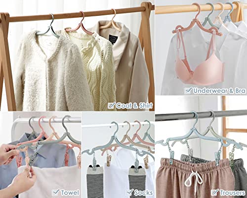 DS. DISTINCTIVE STYLE Foldable Hangers with Clips Set of 8 Travel Hangers with Clothesline for Camping