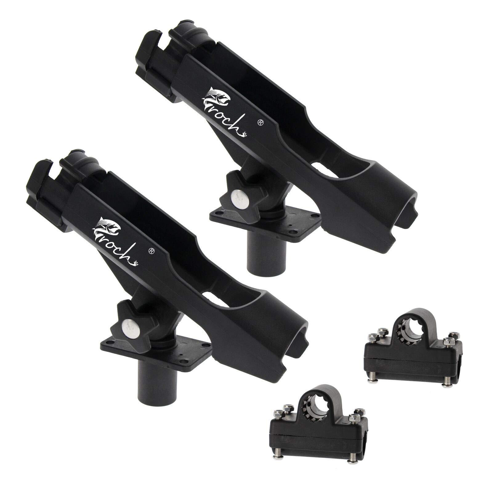 Fishing Boat Rods Holder with Large Clamp Opening 360 Degree Adjustable Fishing Rod Racks Folding Rod Holder 2pcs