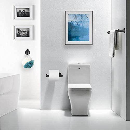 Tudoccy 5-Pieces Matte Black Bathroom Hardware Set SUS304 Stainless Steel Round Wall Mounted - Includes 16" Hand Towel Bar, Toilet Paper Holder, 3 Robe Towel Hooks,Bathroom Accessories Kit