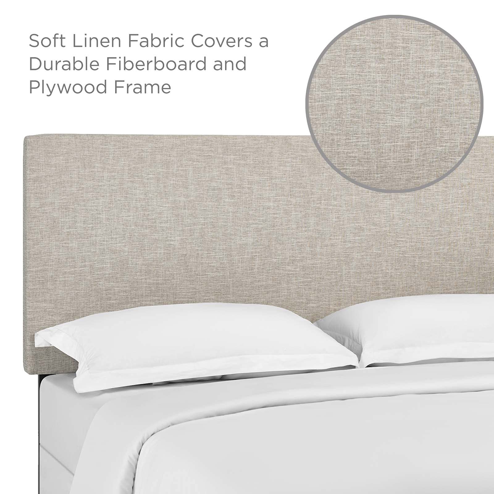 Modway Claire Linen Fabric Upholstered King and California King Headboard in Beige