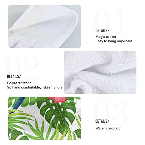 DJYQBFA Floral Bird Macaw Parrot Kitchen Towels Absorbent Hanging Kitchen Towels with Loop Set 2 Pcs Hanging Kitchen Towels for Bathroom Laundry Room Decor