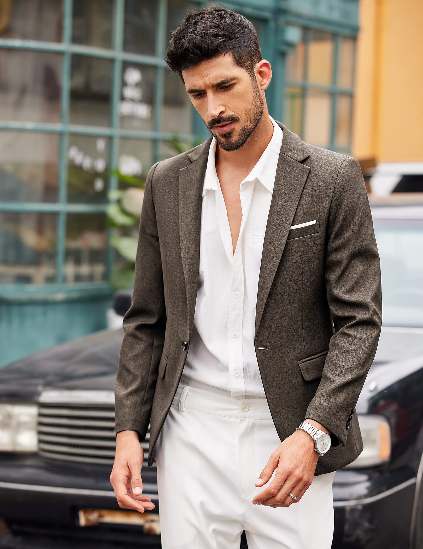 COOFANDY Brown Sports Coat Men Slim Fit Premium Stylish Suit Coat Jacket Modern Business Blazers (Brown M)