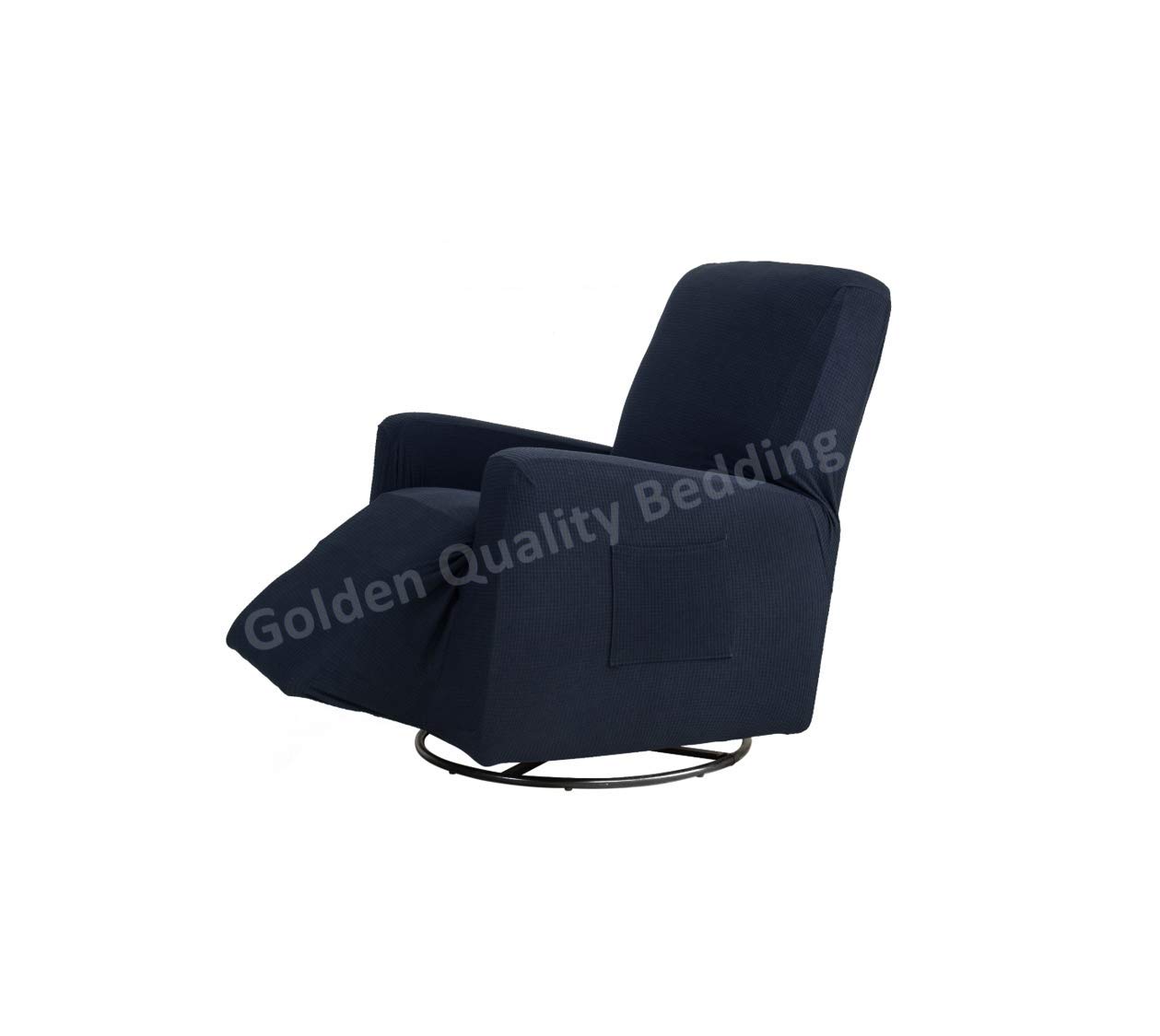 Golden Quality Bedding Stretch Recliner Slipcover One Piece Furniture Protector with Elastic Straps and Pocket Polyester Spandex Super Soft Non-Brushed Fabric Fits Most Recliner Sizes (Navy Blue)