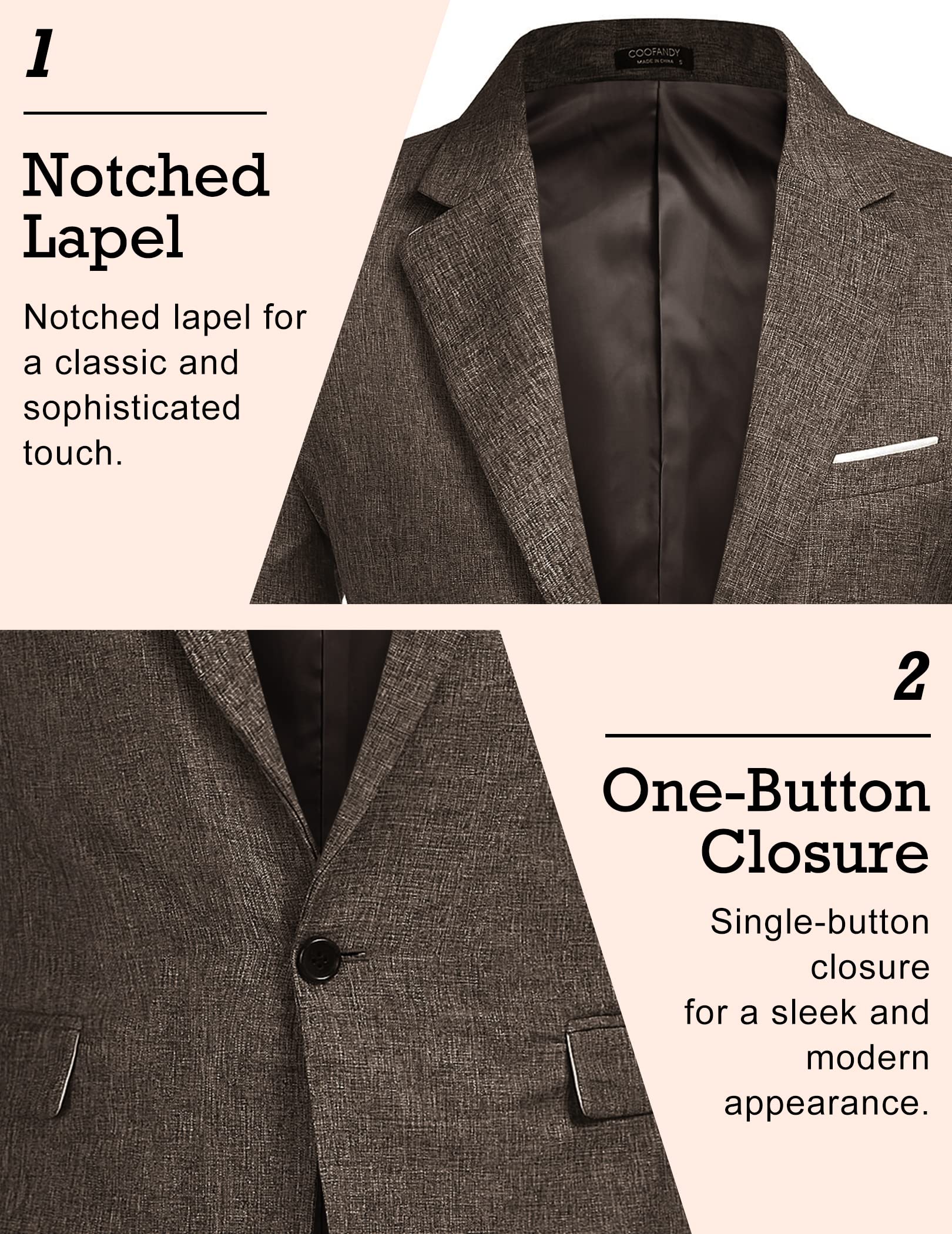 COOFANDY Brown Sports Coat Men Slim Fit Premium Stylish Suit Coat Jacket Modern Business Blazers (Brown M)