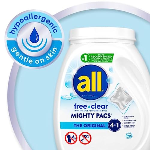 all Mighty Laundry Detergent Pacs, Free Clear for Sensitive Skin, Unscented and No Dye, 39 Count