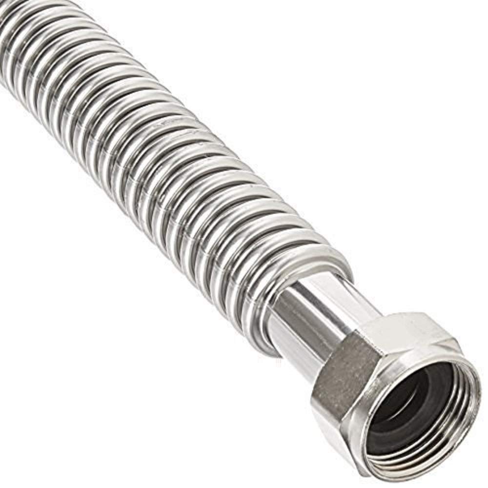 EZ-Fluid 12" x 3/4-Inch FIP x 3/4-Inch FIP, Corrugated Flexible Stainless Steel Water Heater Connector Supply Line for Female Iron Water Pipes Fitting,12-Inch (1-Pc)