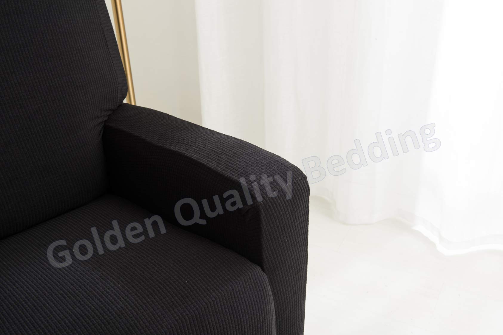 Golden Quality Bedding Stretch Recliner Slipcover One Piece Furniture Protector with Elastic Straps and Pocket Polyester Spandex Super Soft Non-Brushed Fabric Fits Most Recliner Sizes (Navy Blue)