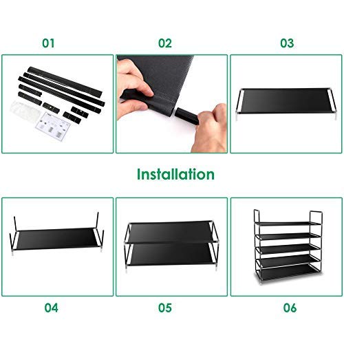 5 Tiers Shoe Rack Space Saving Shoe Storage Organizer Shoe Tower Cabinet Stackable Shelves 39.75 L x 11.13 W x 38.5 H InchesHolds 20-25 Pairs (Black)