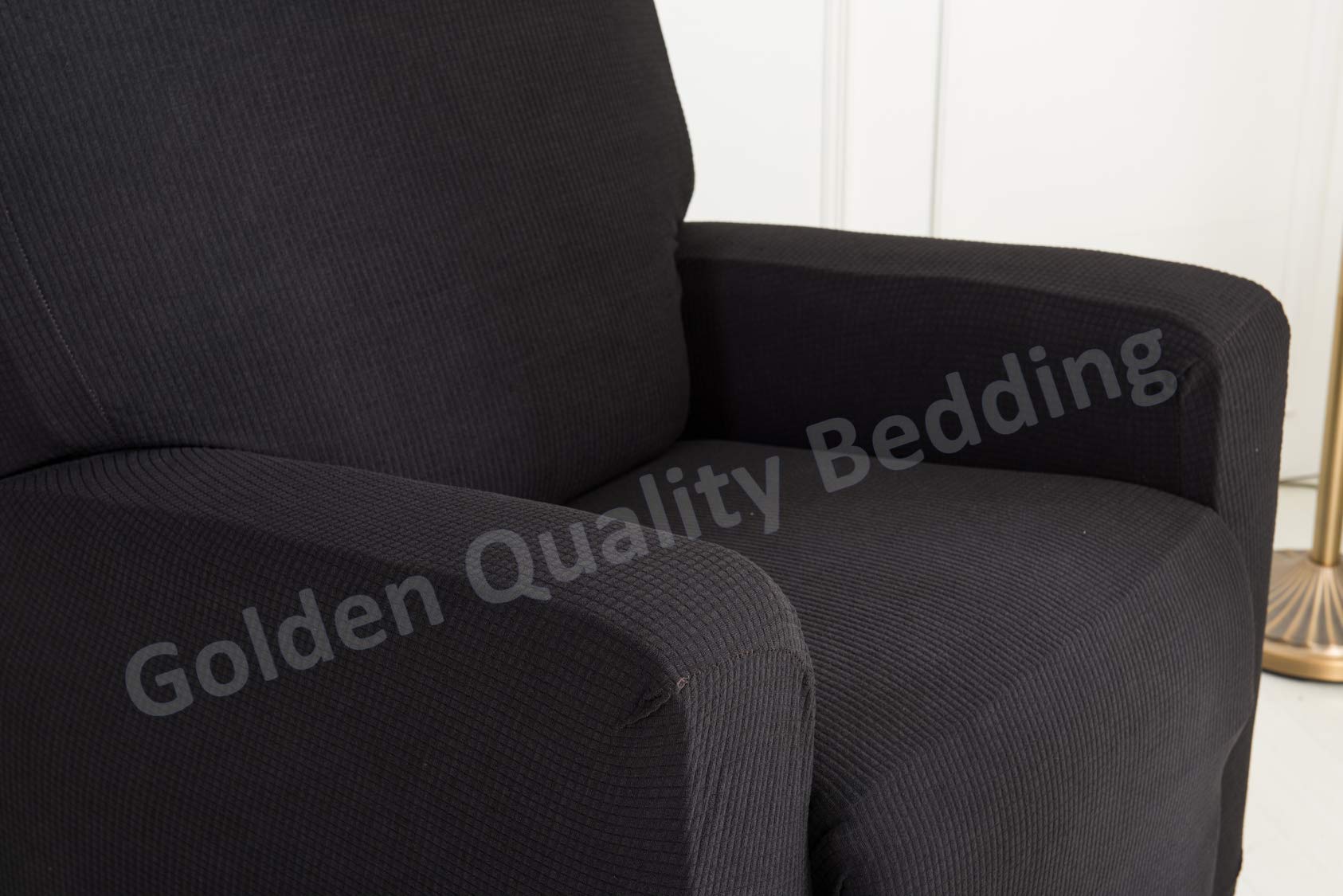 Golden Quality Bedding Stretch Recliner Slipcover One Piece Furniture Protector with Elastic Straps and Pocket Polyester Spandex Super Soft Non-Brushed Fabric Fits Most Recliner Sizes (Navy Blue)