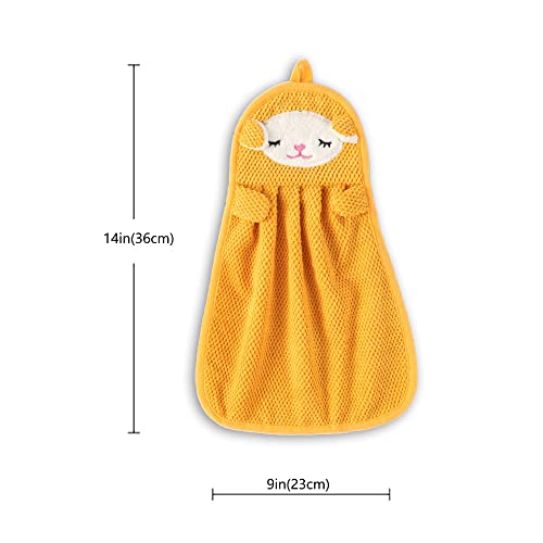 BATTILO HOME 6 Pack Cute Kids Hand Towels with Hanging Loop, Toddler Hanging Hand Towels Microfiber Hand Towels for Bathroom Kitchen Home