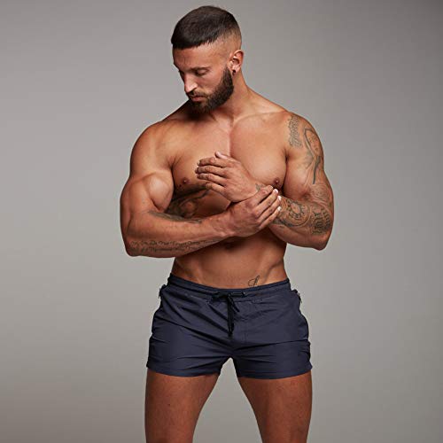 EDOTON Men's Swimming Trunks,Summer Quick Dry Swimwear Shorts Pants for Beach Hotspring Surfing Casual Training Pants L B Navy Blue