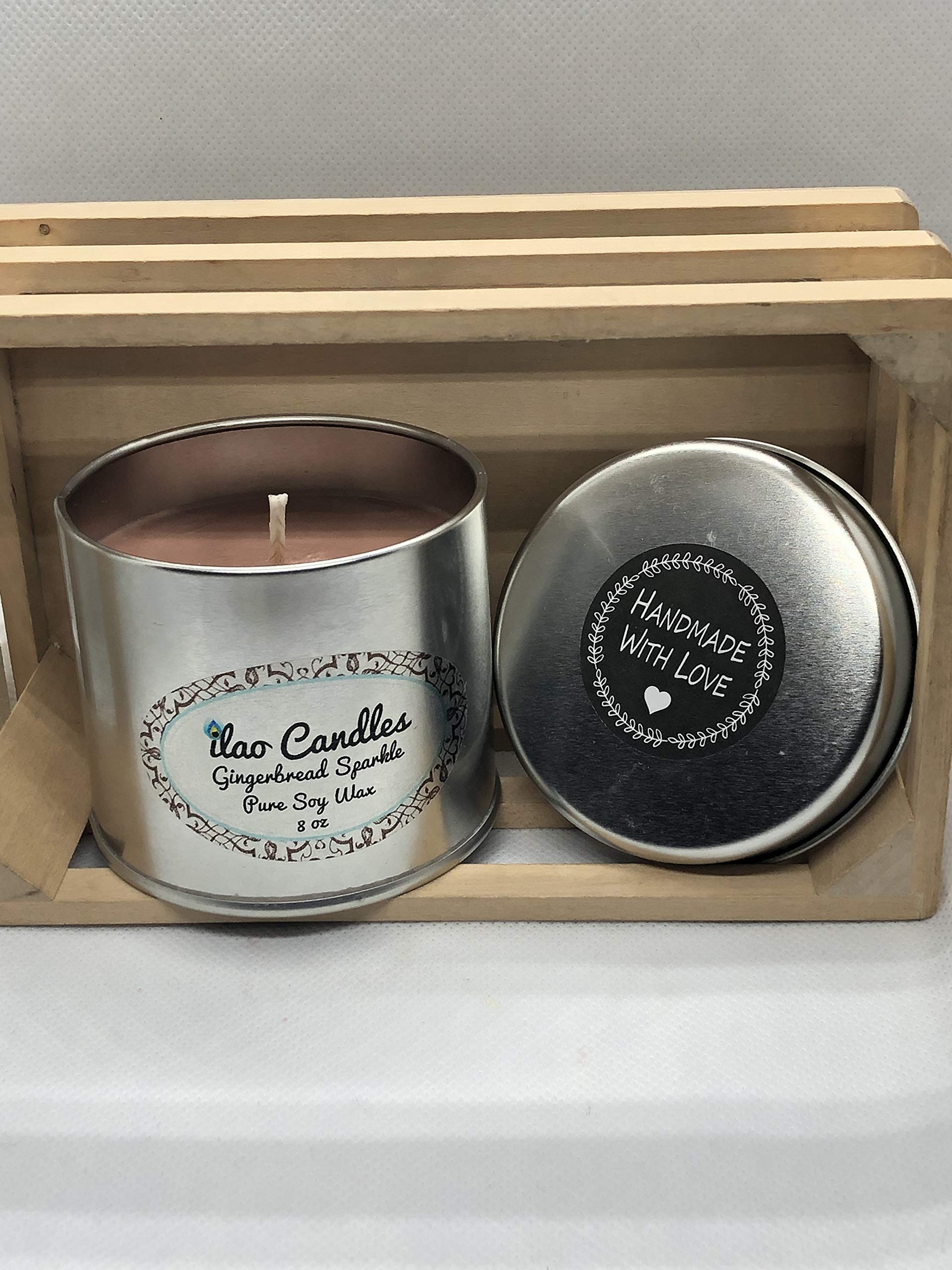 Gingerbread Sparkle 8 oz Tin Jar Pure Soy Wax Candle | Hand Poured in the USA
