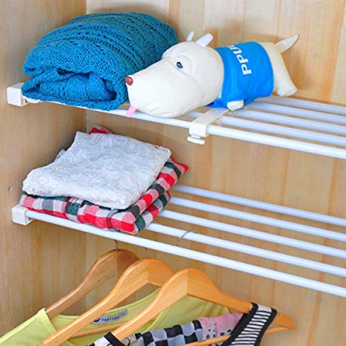 TabEnter Adjustable Shelf Organizer Expandable Closet Shelf and Rod with No Drilling for Wardrobe Cupboard Kitchen Bookcase (18.2" - 29.5")