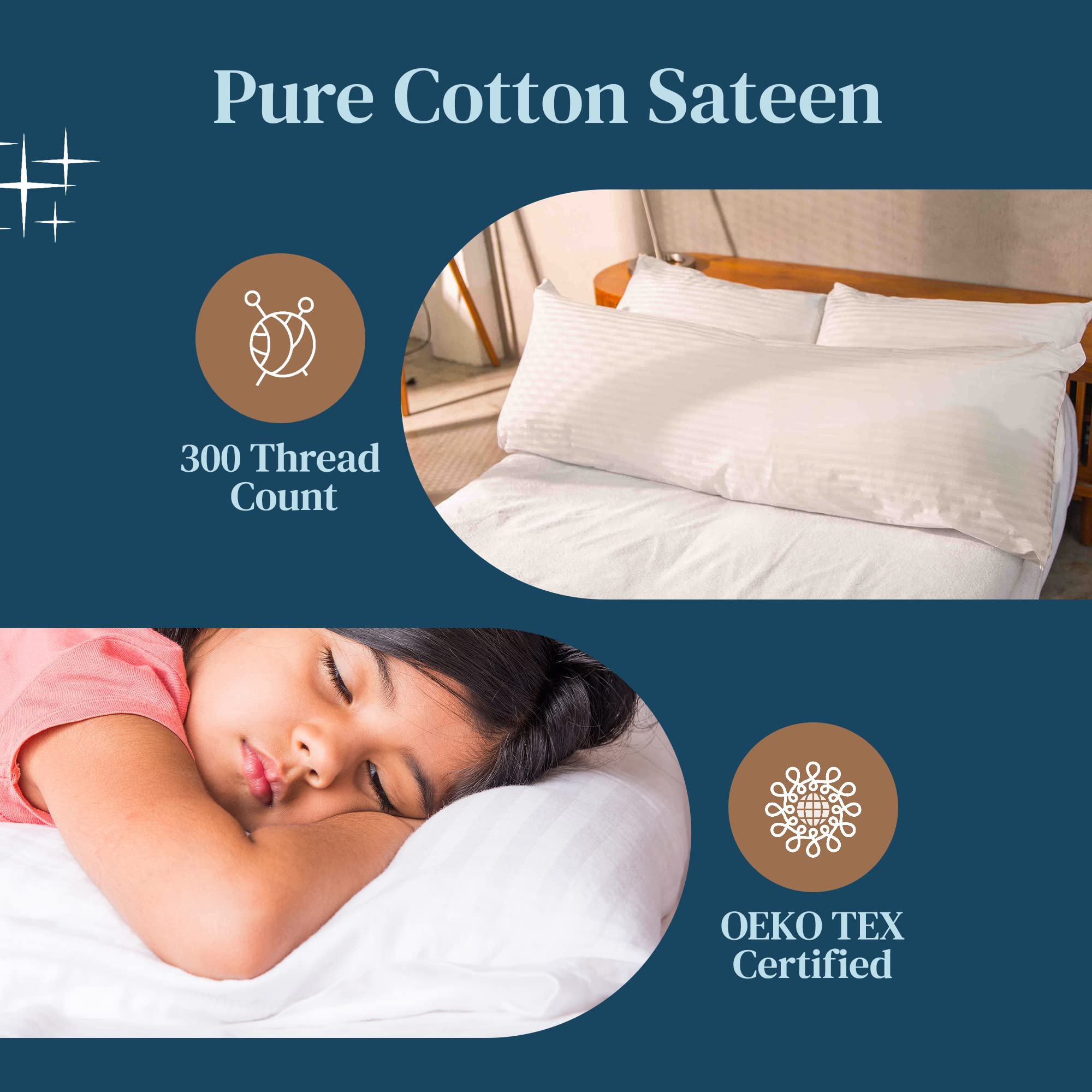 FeelAtHome 100% Cotton Pillow Protector with Zipper Waterproof Pillow Case Covers - 20x26 Inches (Pack of 4, Standard) - Noiseless Pillowcase Encasement - Zippered Pillow Protector - 20 x Pillow Cover