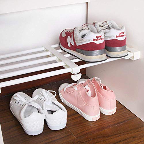 TabEnter Adjustable Shelf Organizer Expandable Closet Shelf and Rod with No Drilling for Wardrobe Cupboard Kitchen Bookcase (18.2" - 29.5")