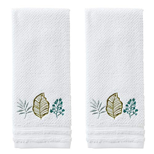 SKL Home Sprouted Palm Hand Towel Set, White