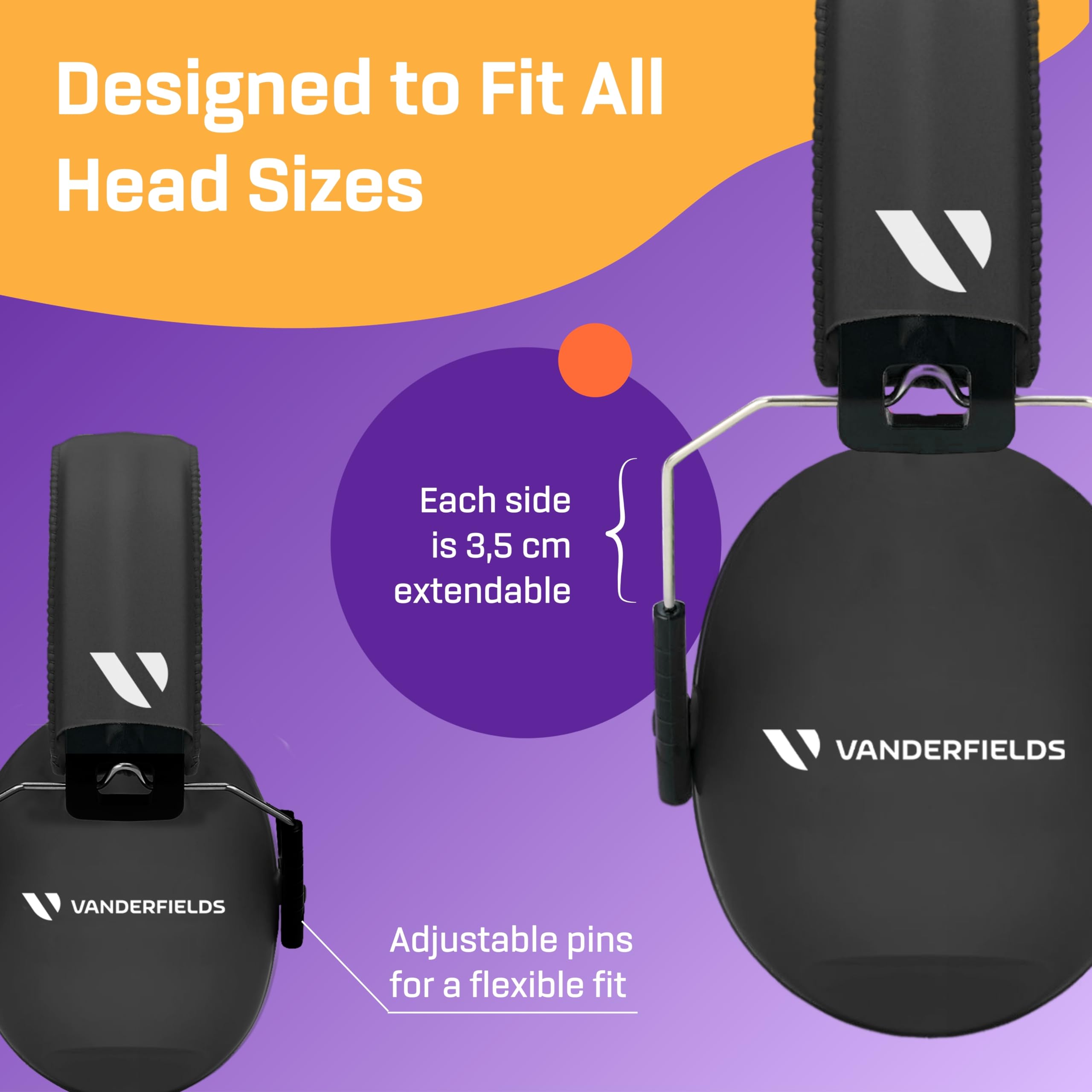 VANDERFIELDS Noise Cancelling Headphones for Kids, Age 3-16, Certified 27dB Noise Reduction, Sound Cancelling Safety Ear Muffs, Adjustable Size, Kids Ear Protection Events, Concerts, Fireworks, Autism