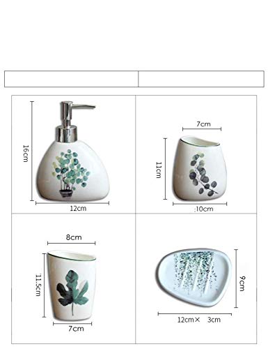 5 Piece Bathroom Accessories Set, Hotel Quality ceramic Bathroom Accessory Set, Toothbrush Holder, Liquid Soap Dispenser, Soap Dish, 2 Tumblers (2)