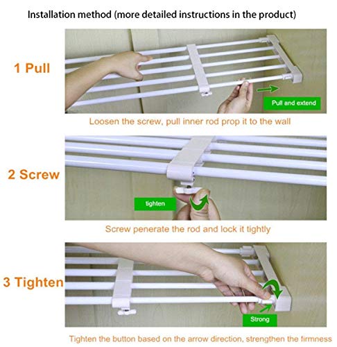 TabEnter Adjustable Shelf Organizer Expandable Closet Shelf and Rod with No Drilling for Wardrobe Cupboard Kitchen Bookcase (18.2" - 29.5")