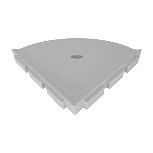Questech Décor 8 Inch Corner Shower Shelf and 5 Inch Shower Caddy Foot Rest, Metro Lugged Back for New Construction, Mounted Bathroom Shower Organizer, Cool Gray
