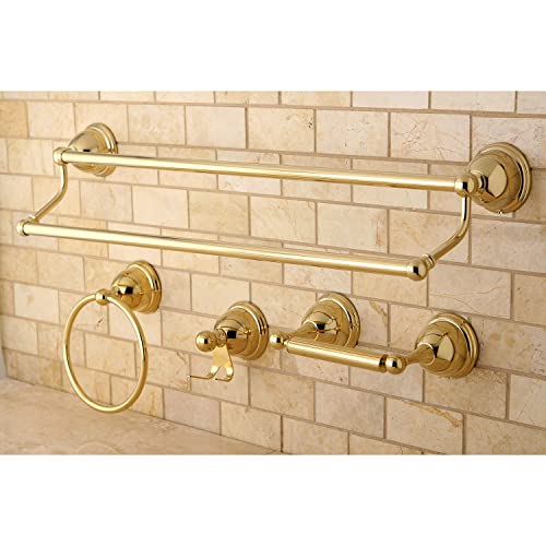 Kingston Brass BAK3963478ORB Restoration 4-Piece Dual Towel Bar Bathroom Hardware Set, 24 inch Length, Oil Rubbed Bronze