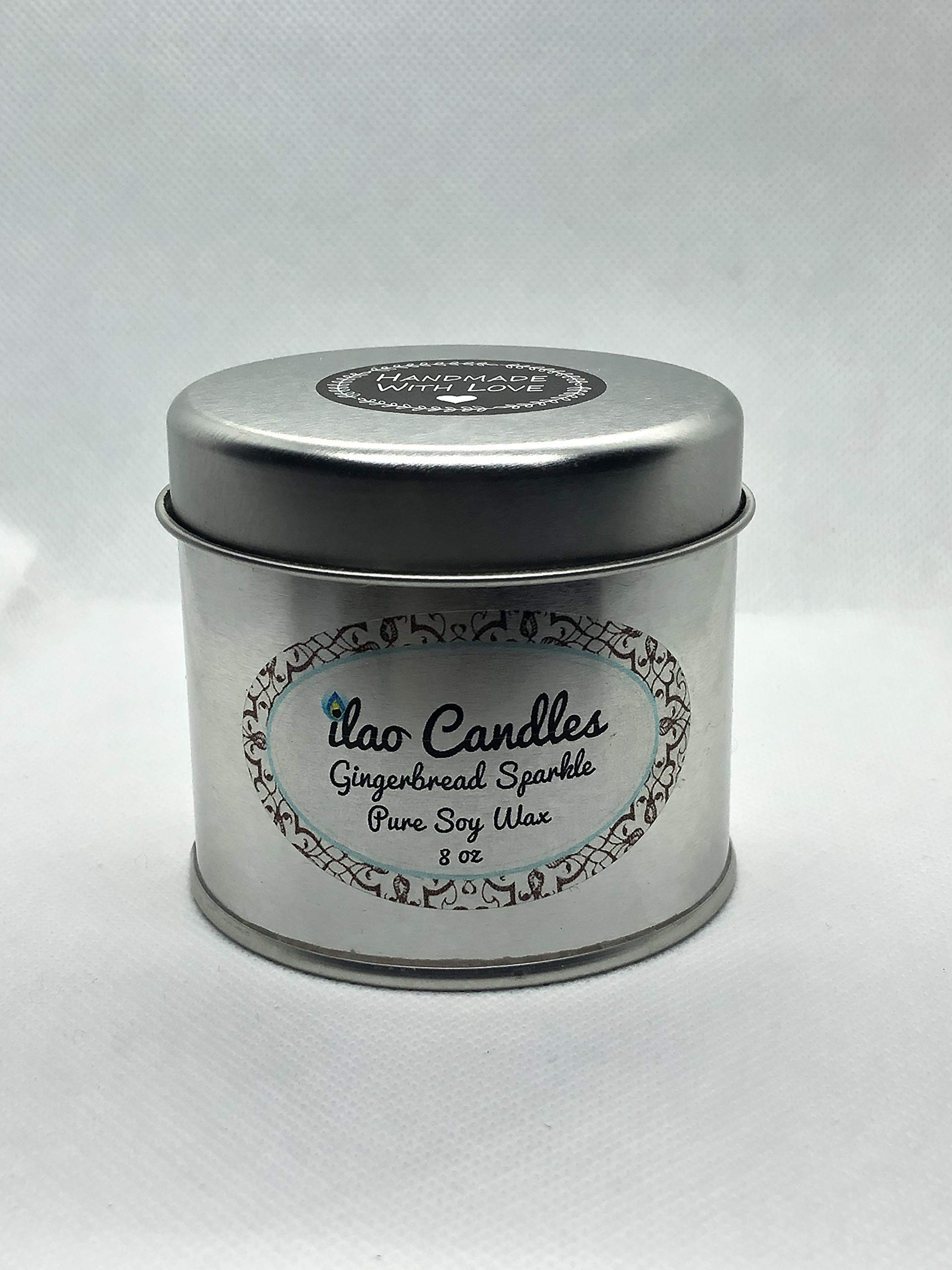 Gingerbread Sparkle 8 oz Tin Jar Pure Soy Wax Candle | Hand Poured in the USA