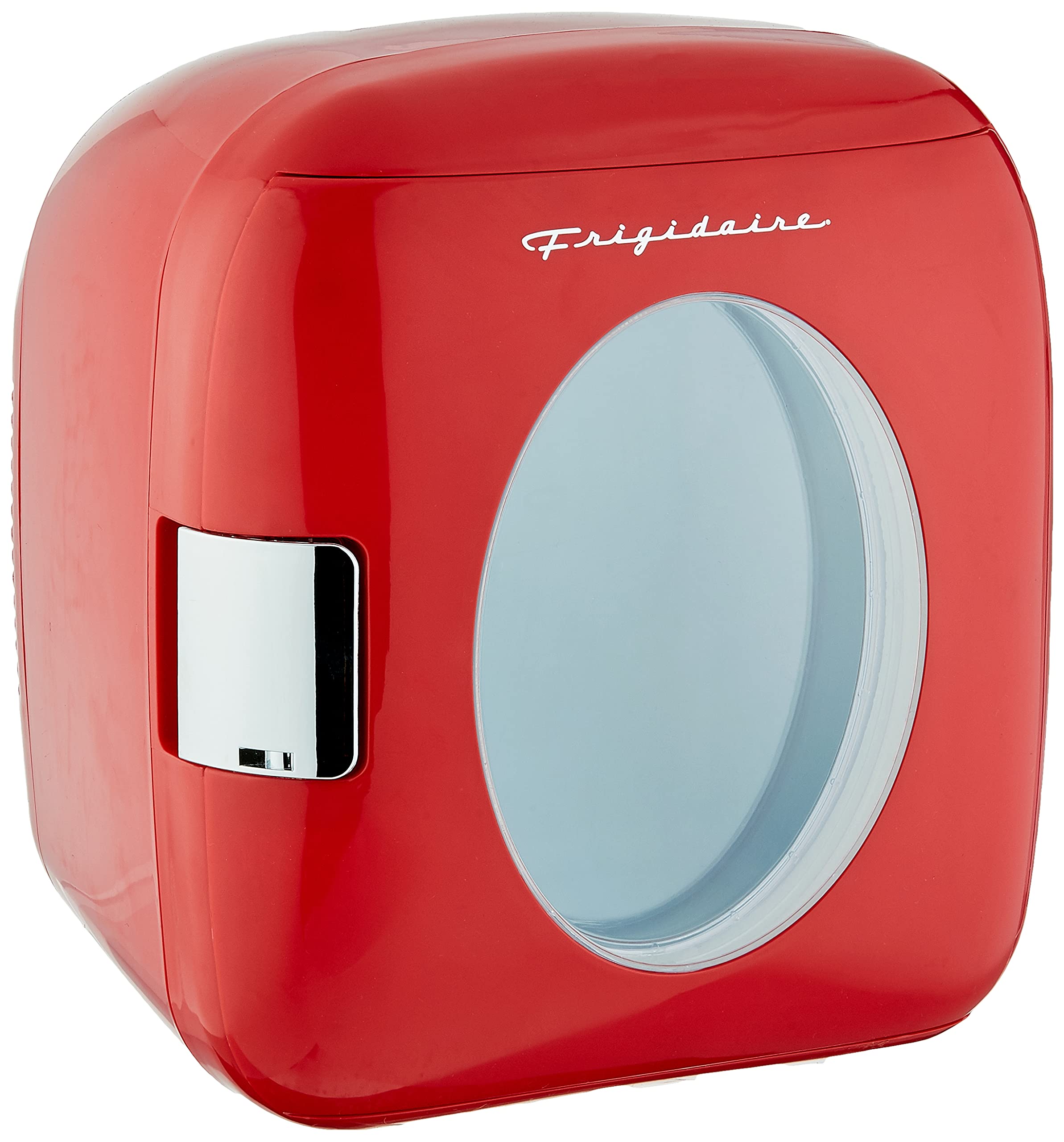 Frigidaire Retro Mini Personal Fridge Cooler, Holds 9L or 12 Cans, Portable for Car, Office, Bedroom, Dorm Room, or Cabin, Features Plugs for Home Outlet & 12V Car Charger - 10"D x 7"W x 10.5"H, Red