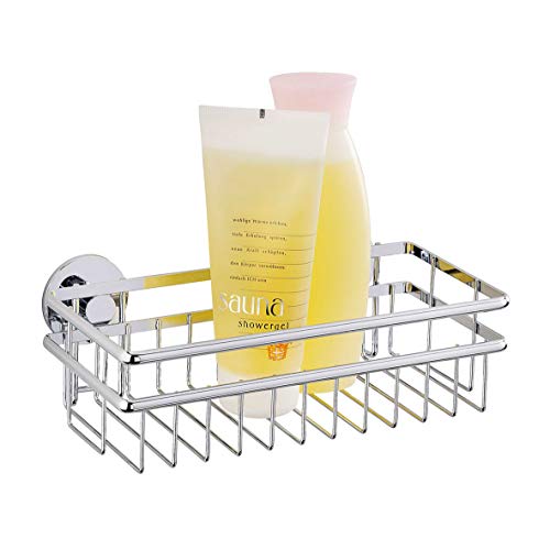 WENKO Express-Loc Shower Shelf, Shower Storage, Shower Caddy Basket, Shower Caddy Shelf, Shower Basket Organizer, Stainless Steel, 9.8 x 3.0 x 5.7 in,Shiny
