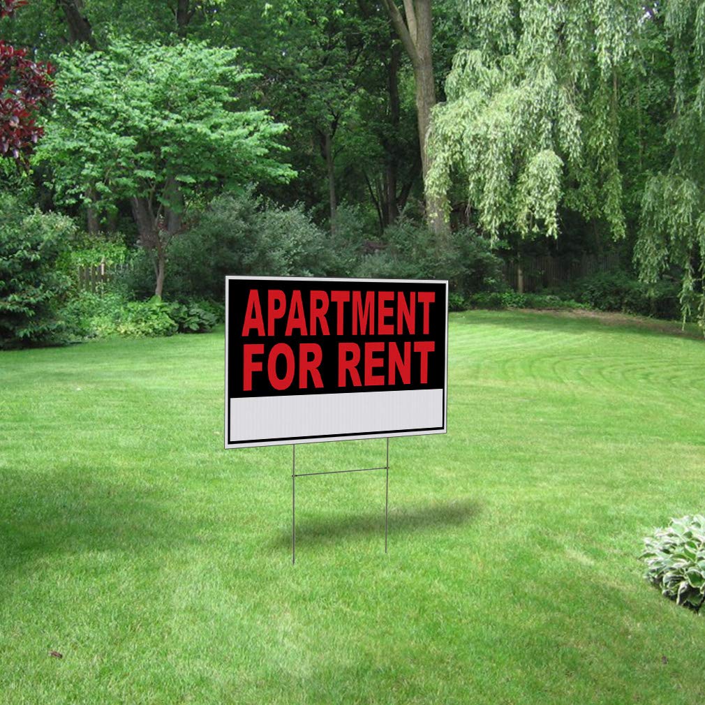 Weatherproof Yard Sign Apartment for Rent Business A Red Lawn Garden 18x12 Inches 1 Side Print