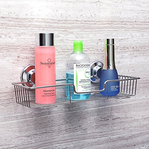 ARCCI Suction Shower Caddy, Shower Shelf Basket with Hooks, Wall Mounted Bathroom Organizer - 304 Stainless Steel Shower Rack for Shampoo, Conditioner Razor, 2 Sets