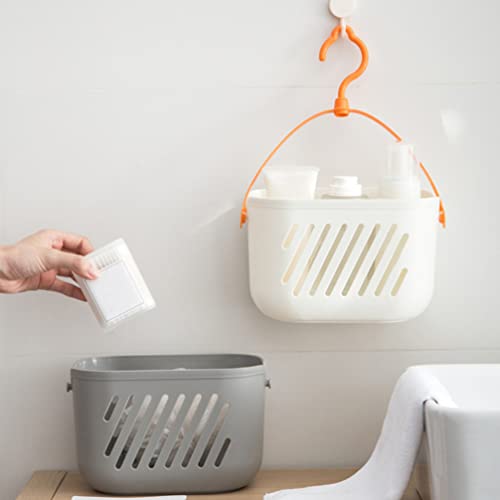 Angoily Razors Shower Basket: Loofahs Bathroom Room Bins Grey Organizers Household Gray Shelves Pantry Home Storage Shampoo Shelf Caddy Bin Kitchen Towels Hanging Hook Soap with Organizer