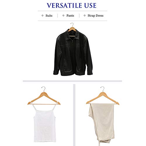 A-Quality Wooden Coat Hanger with Anti-Slip Bar,Clothes Hanger in 20 Gift Box,Suit Hanger with Stronger Rotating Hook Suitable for All Garments.