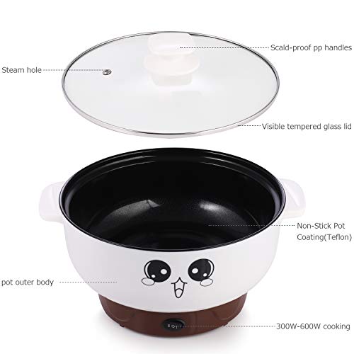 MINGPINHUIUS 4-in-1 Multifunction Electric Cooker Skillet Wok Electric Hot Pot For Cook Rice Fried Noodles Stew Soup Steamed Fish Boiled Egg Small Non-stick with Lid (2.8L, without Steamer)